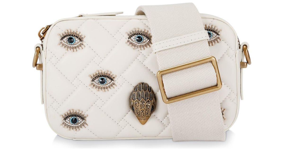 Kurt Geiger Small Kensington Eye Quilted Leather Camera Bag in White | Lyst