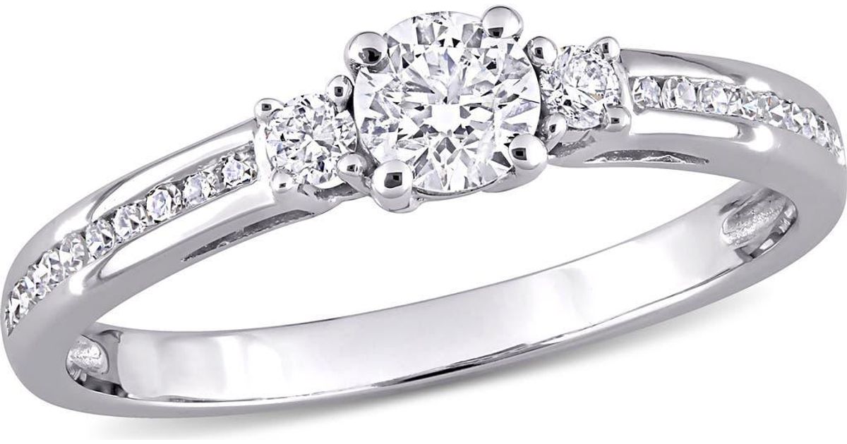 Julianna B Diamond 3-Stone Ring in White | Lyst