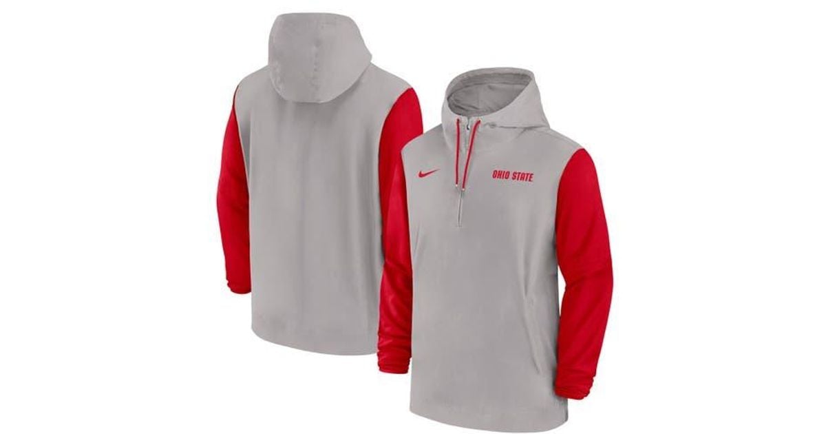 Nike Ohio State Buckeyes 2024 Sideline Pregame Player Half-Zip Hoodie ...