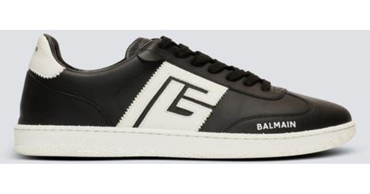 Balmain Calfskin Swan Trainers in Black for Men | Lyst