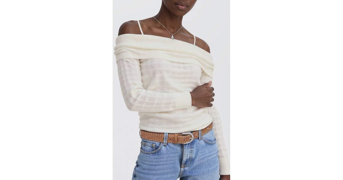MANGO TEEN Off The Shoulder Sweater in Gray | Lyst