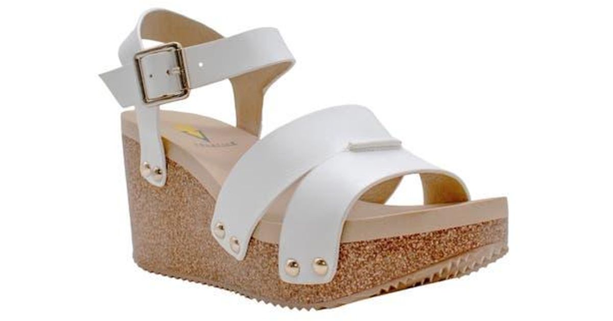 Volatile Agnes Ankle Strap Platform Wedge Sandal in White | Lyst