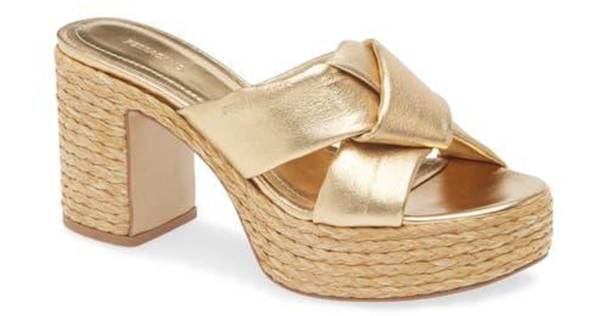 Ferragamo Douglas Platform Slide Sandal in Natural | Lyst
