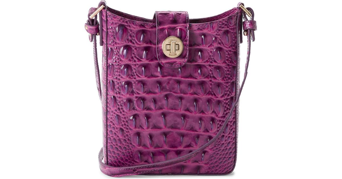 Brahmin Marley Croc Embossed Leather Crossbody Bag in Purple | Lyst