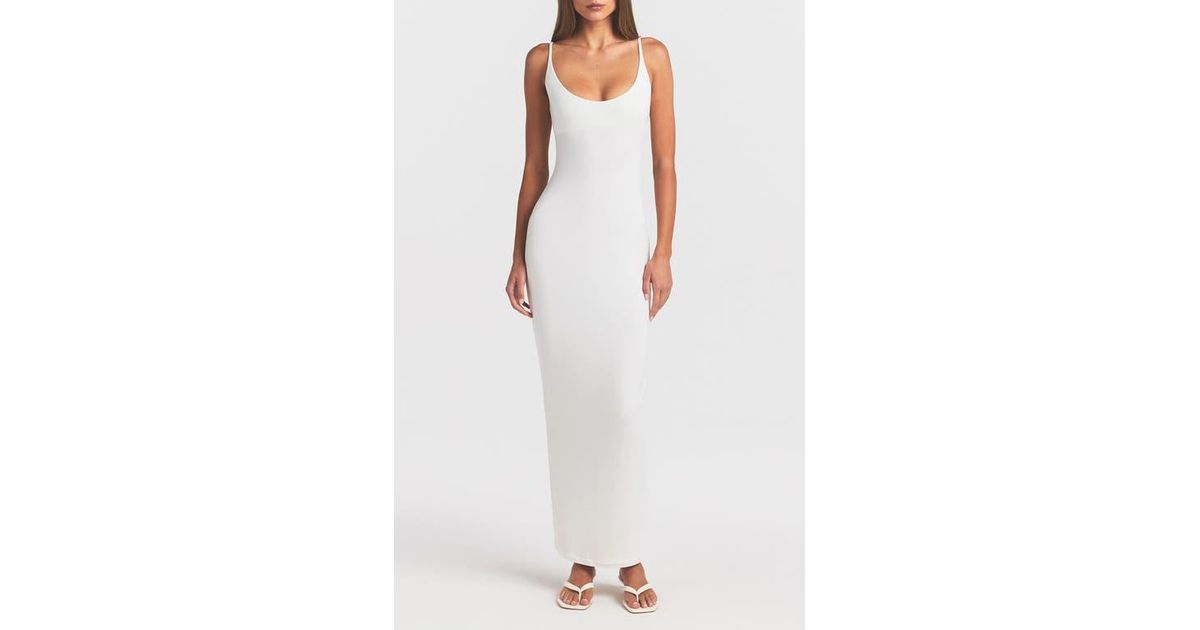 Skims Smooth Lounge Skimpy Scoop Neck Maxi Dress in White | Lyst