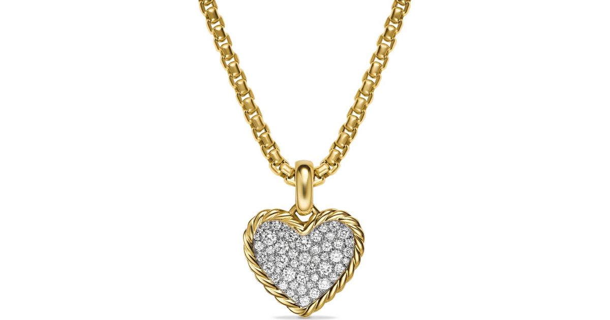 David Yurman Pavé Diamond Heart Enhancer in Metallic | Lyst