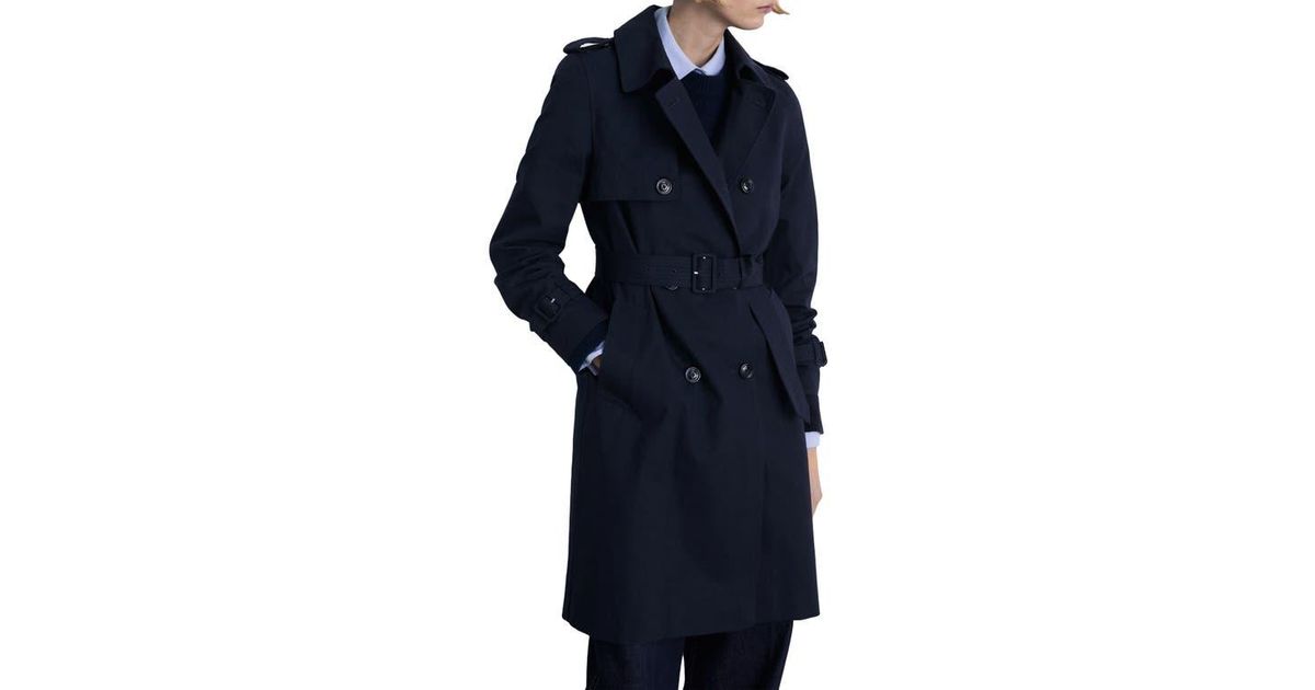 Mango Cotton Gabardine Trench Coat in Blue | Lyst