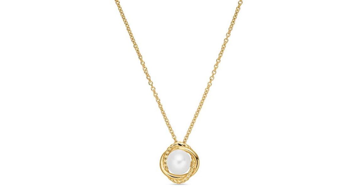 David Yurman Infinity Cultured Pearl Pendant Necklace in Metallic | Lyst