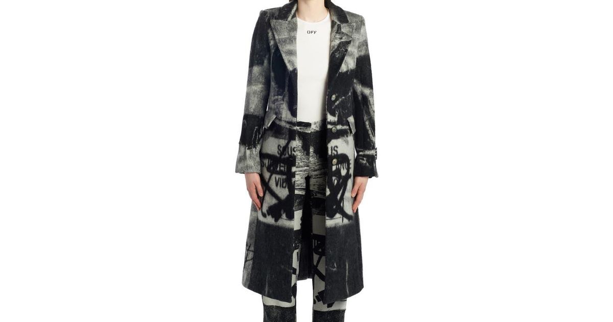 Off-White c/o Virgil Abloh Off- X Pablo Tomek Print Wool Blend Coat in ...