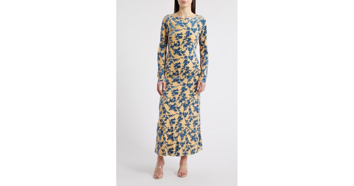Rare London Burnout Long Sleeve Maxi Dress | Lyst