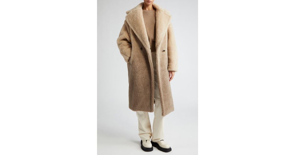Max Mara Icon Ombré Teddy Bear Alpaca Blend Coat in Natural | Lyst
