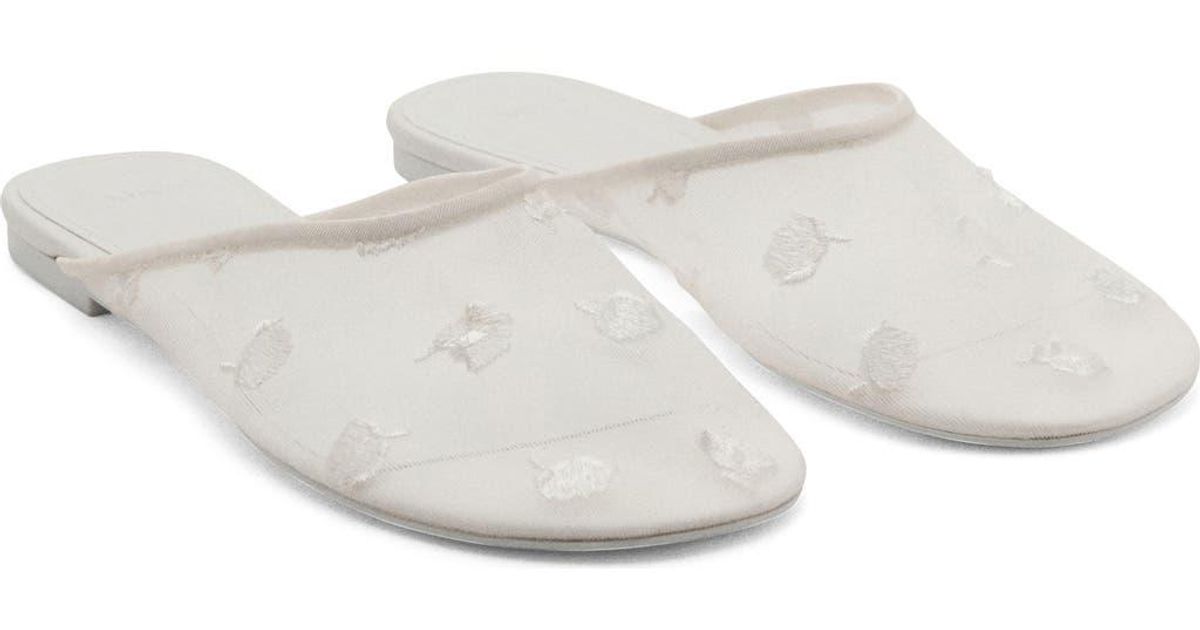 Mango Embroidered Mesh Mule in White | Lyst