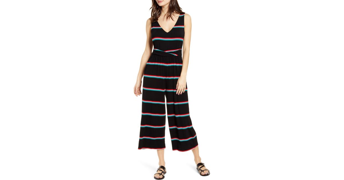 BP. Wrap Waist Crop Wide Leg Jumpsuit in Black - Save 65% - Lyst