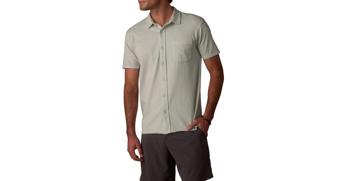 The Normal Brand Normal Short Sleeve Cotton Jersey Button-Up Shirt in ...