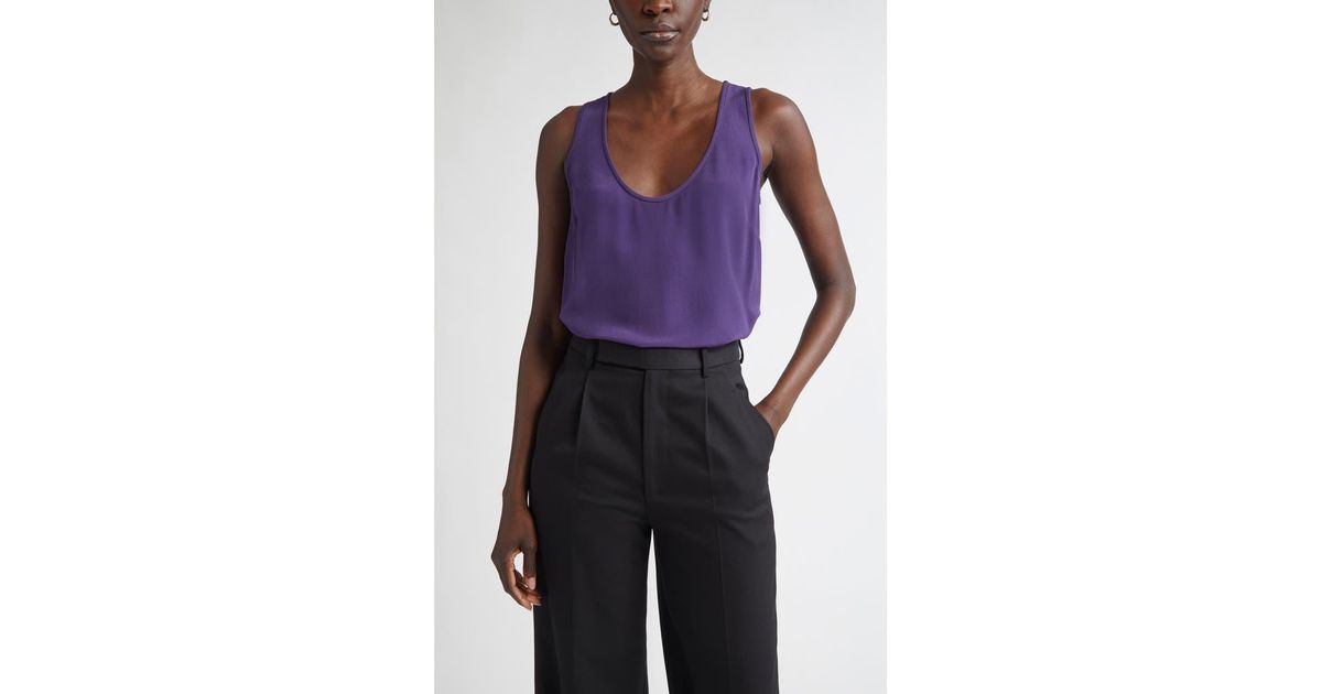 St. John Silk Crepe Shell in Purple | Lyst