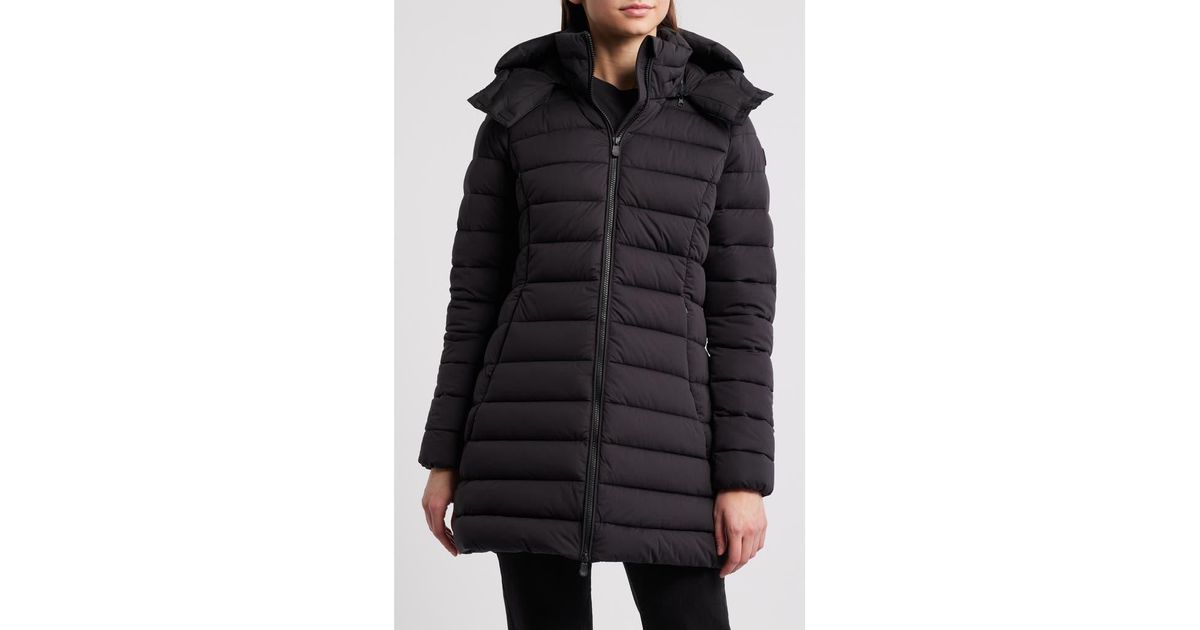 Save The Duck Dorothy Water Repellent Puffer Jacket With Removable Hood in Black | Lyst