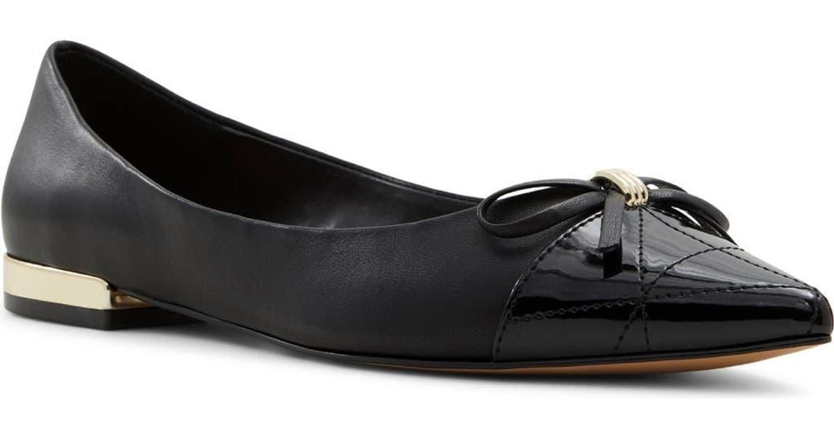 ALDO Maddelyn Pointed Cap Toe Flat in Black | Lyst