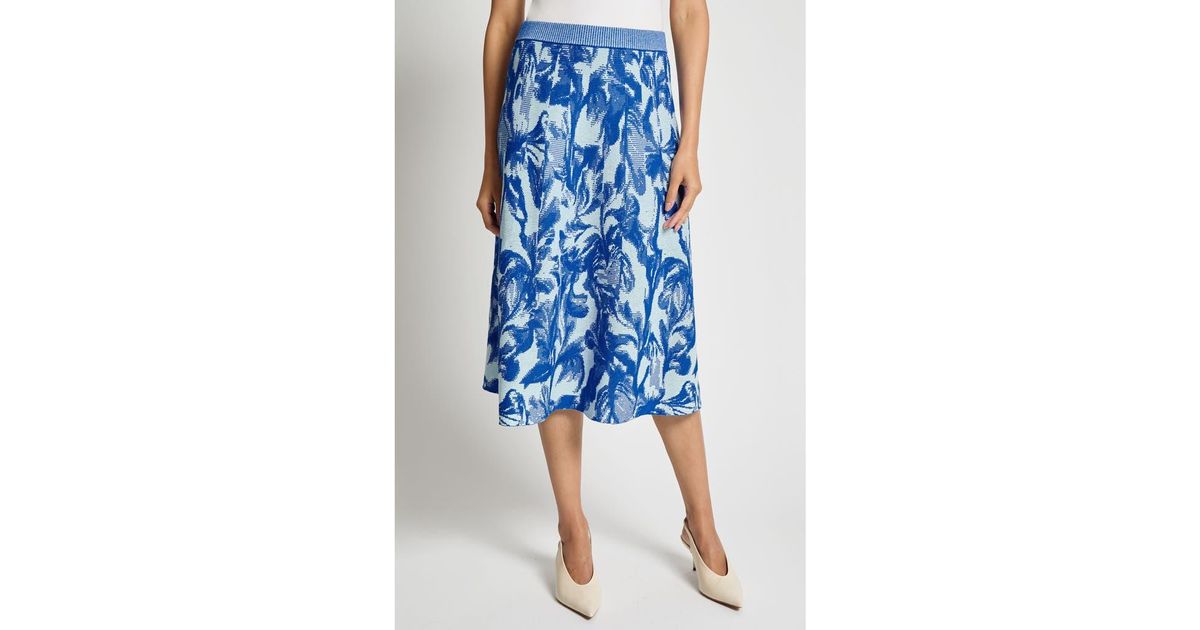 Misook Heritage Fit Floral Jacquard Midi Skirt in Blue | Lyst
