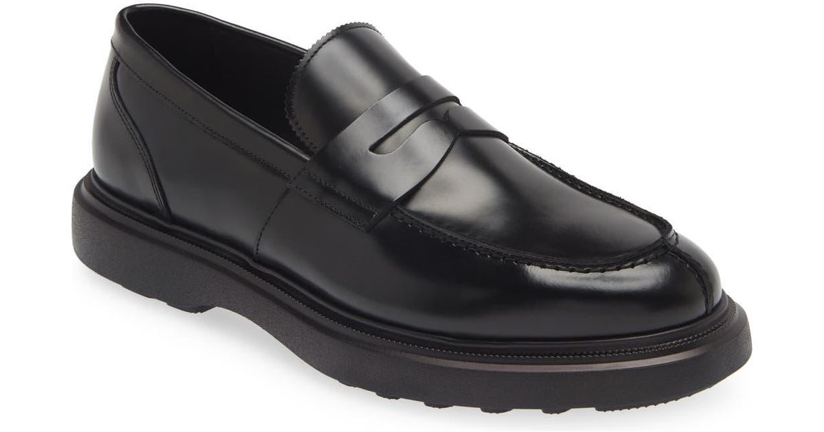 Stuart Weitzman Alvin Penny Loafer in Black for Men | Lyst
