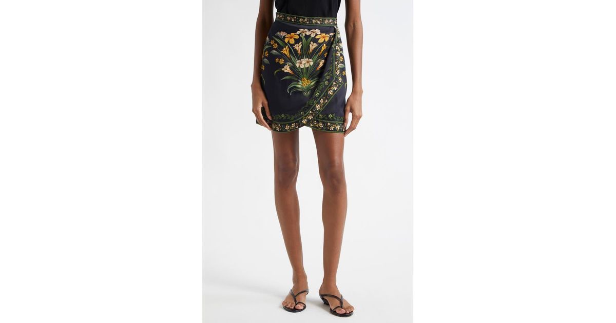 FARM Rio Flowers Arch Wrap Front Miniskirt in Black | Lyst