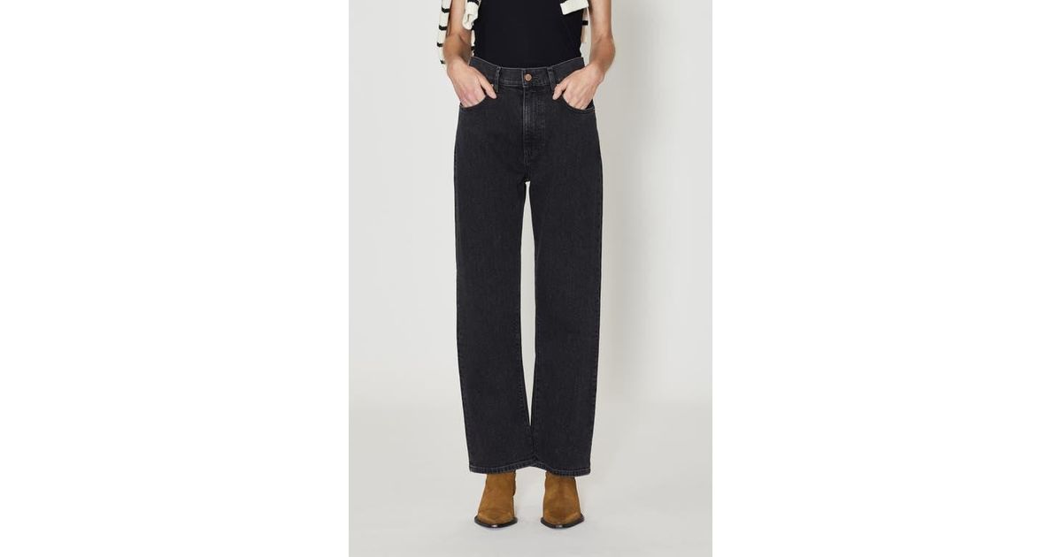 Le Jean Indy High Waist Easy Bow Leg Jeans in Black | Lyst