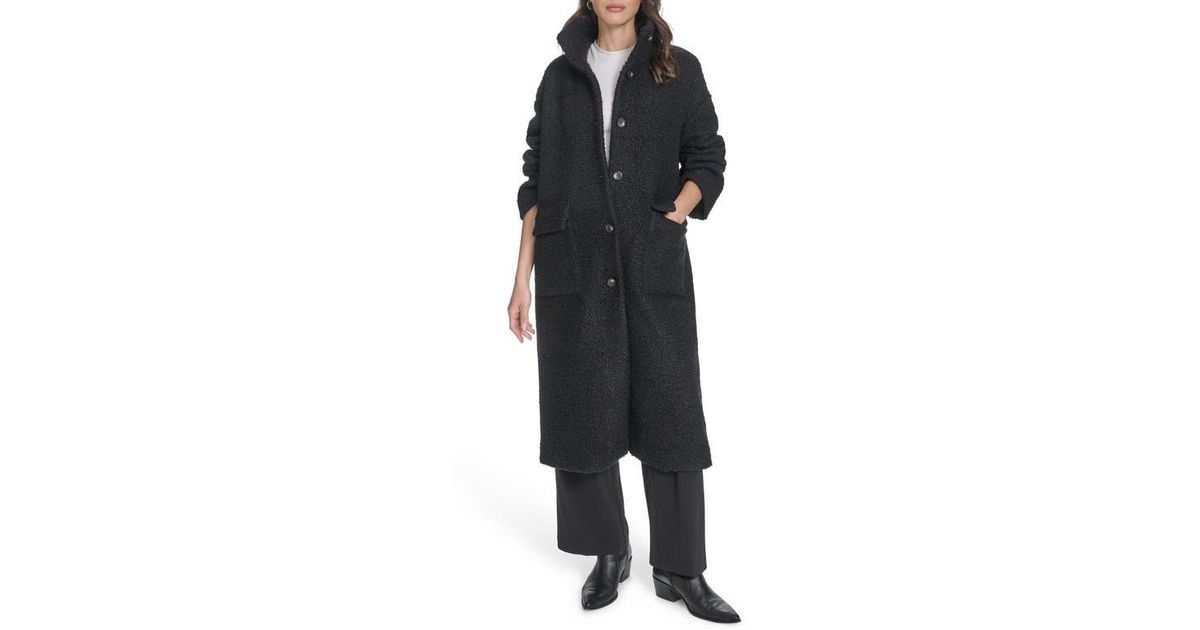 Levi's Bouclé Longline Cocoon Car Coat in Black | Lyst