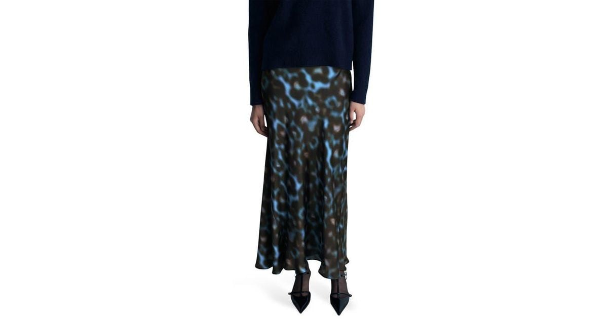 Mango Print Satin Maxi Skirt in Black | Lyst