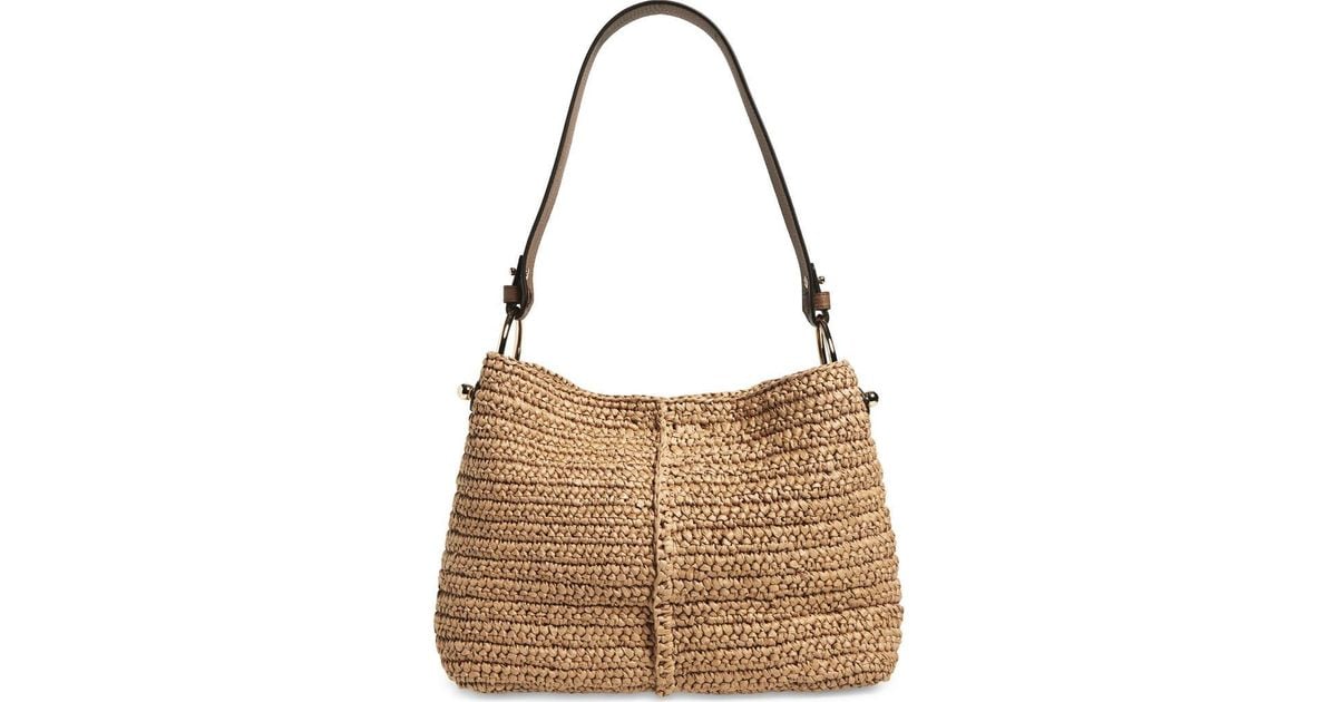 Strathberry Lana Raffia Hobo Bag in Brown | Lyst