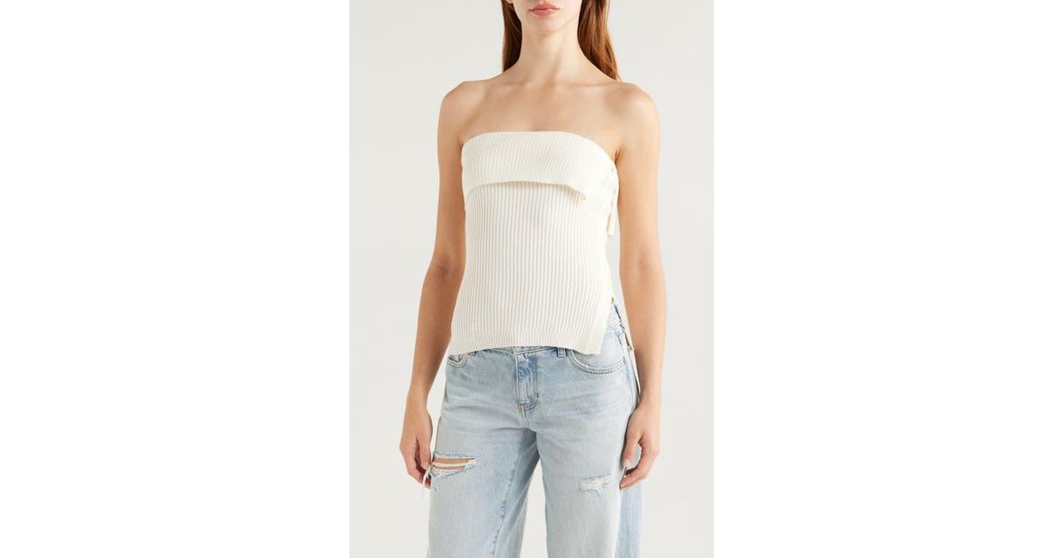 PacSun Kate Side Button Foldover Rib Tube Top in Blue | Lyst
