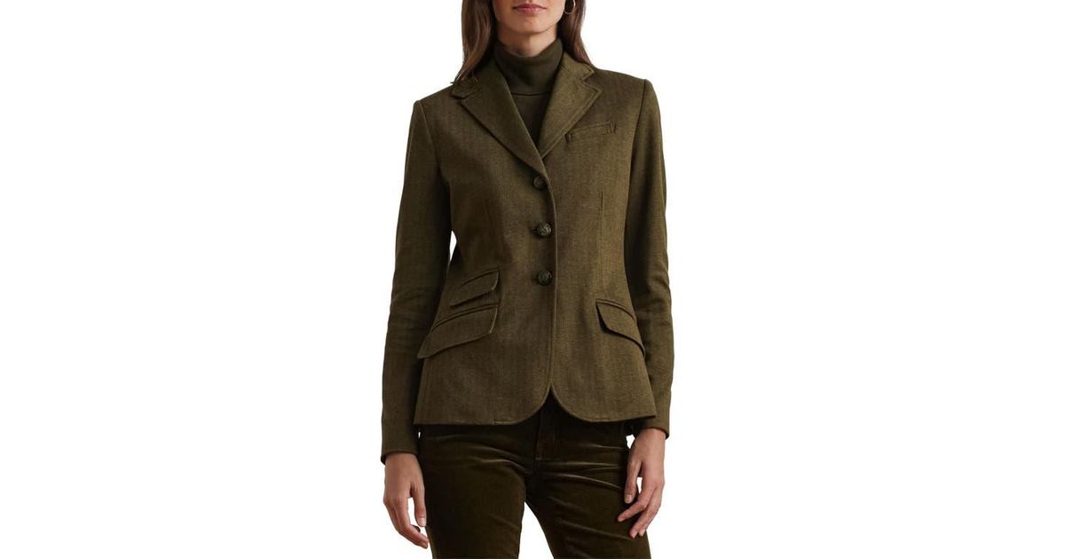 Ralph Lauren Herringbone Jacquard Blazer in Green | Lyst
