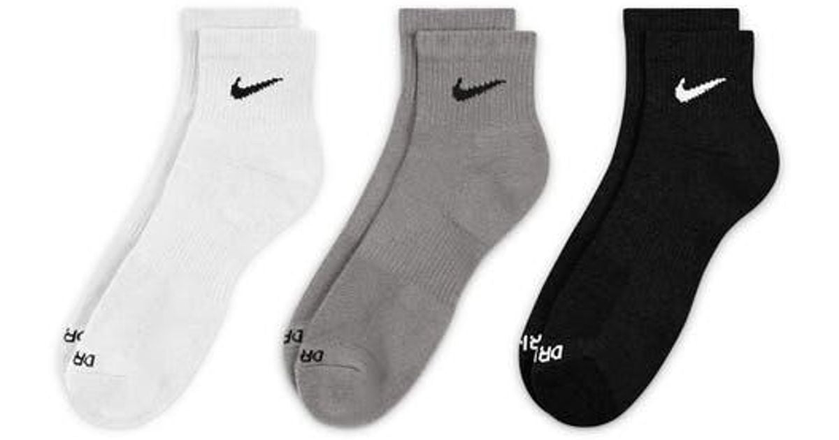 Nike Dri-Fit Everyday Plus 3-Pack Cushioned Training Ankle Socks in Black for Men | Lyst