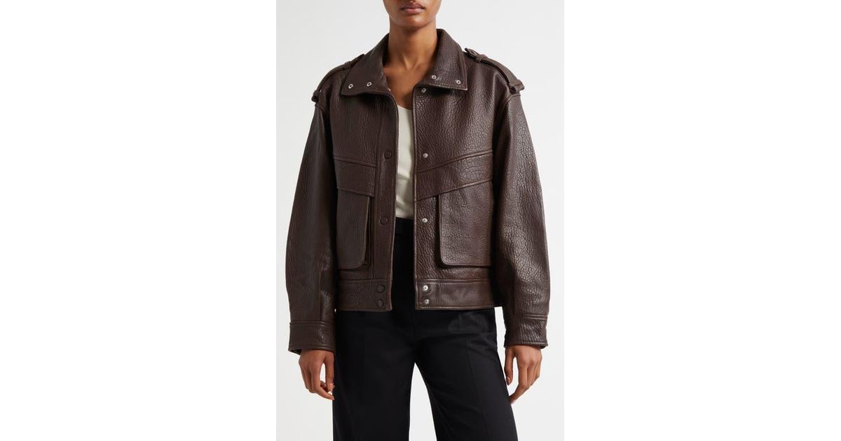 Reiss Atelier Cleo Sheep Leather Jacket in Black | Lyst