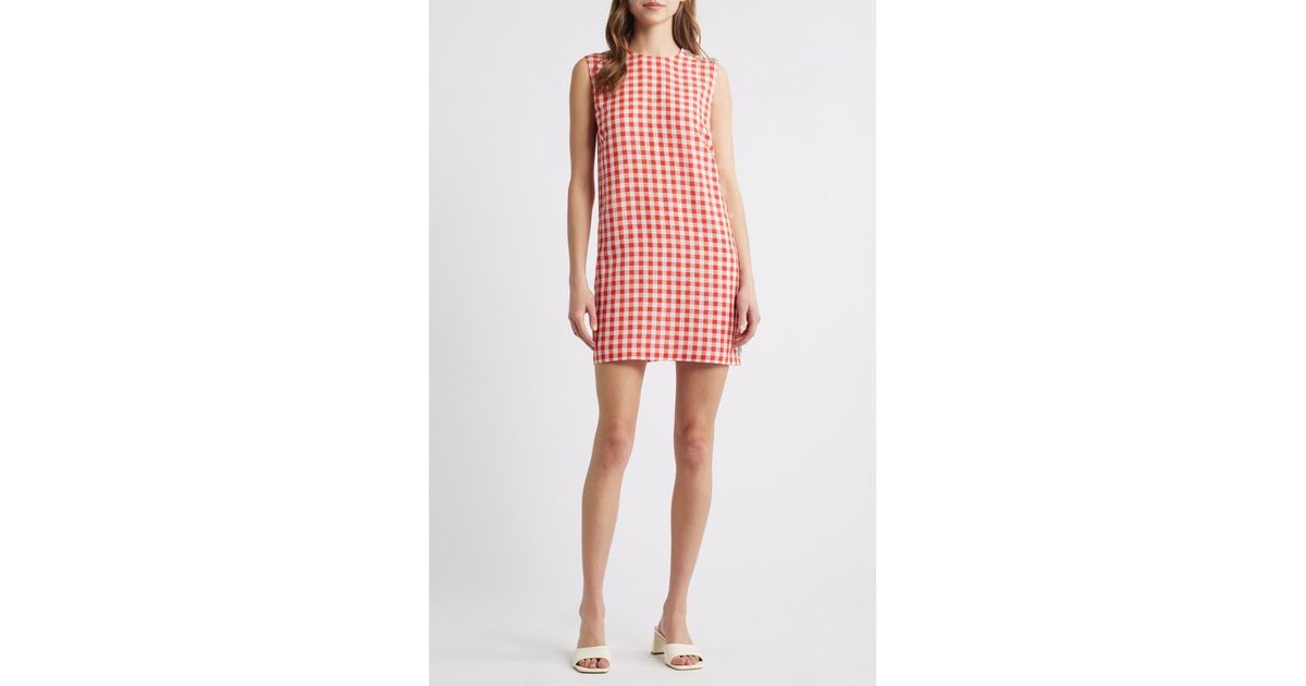 Doen Coralie Gingham Minidress in Red | Lyst
