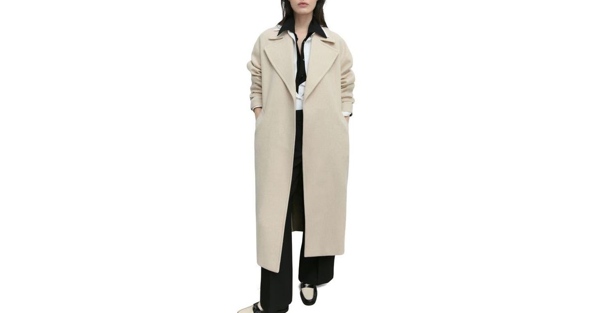 Mango Manteco Wool Blend Oversize Longline Coat in White | Lyst