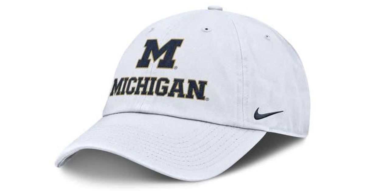 Nike Michigan Wolverines 2025 Sideline Club Adjustable Hat in White for ...