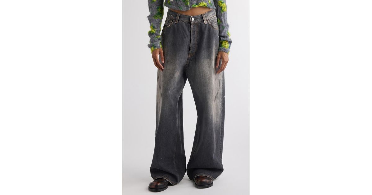 Acne Studios 2023 Trafa Paint Splatter Baggy Wide Leg Jeans in Gray | Lyst