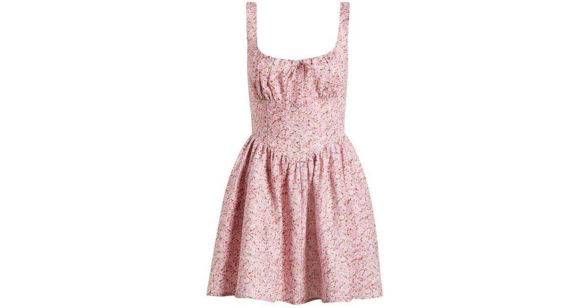 Reformation Daria Print Linen Minidress in Pink | Lyst