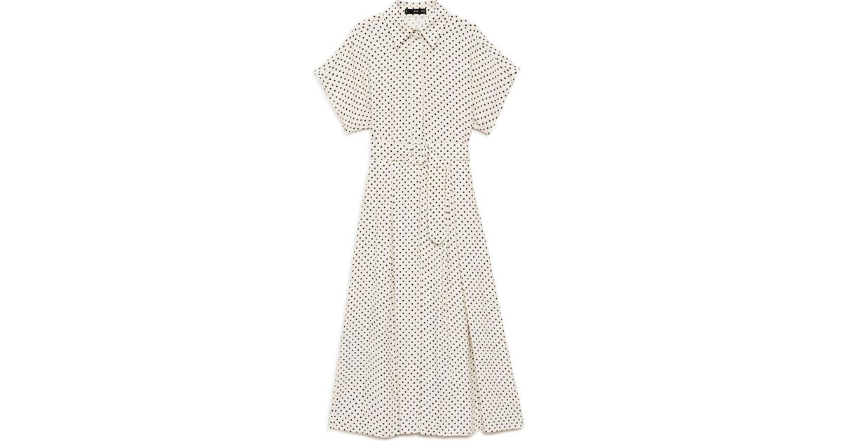 Mango Adela Polka Dot Belted Shirtdress in White | Lyst