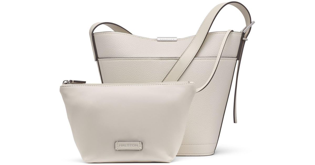 Halston Jagger Large Bucket Bag in White | Lyst
