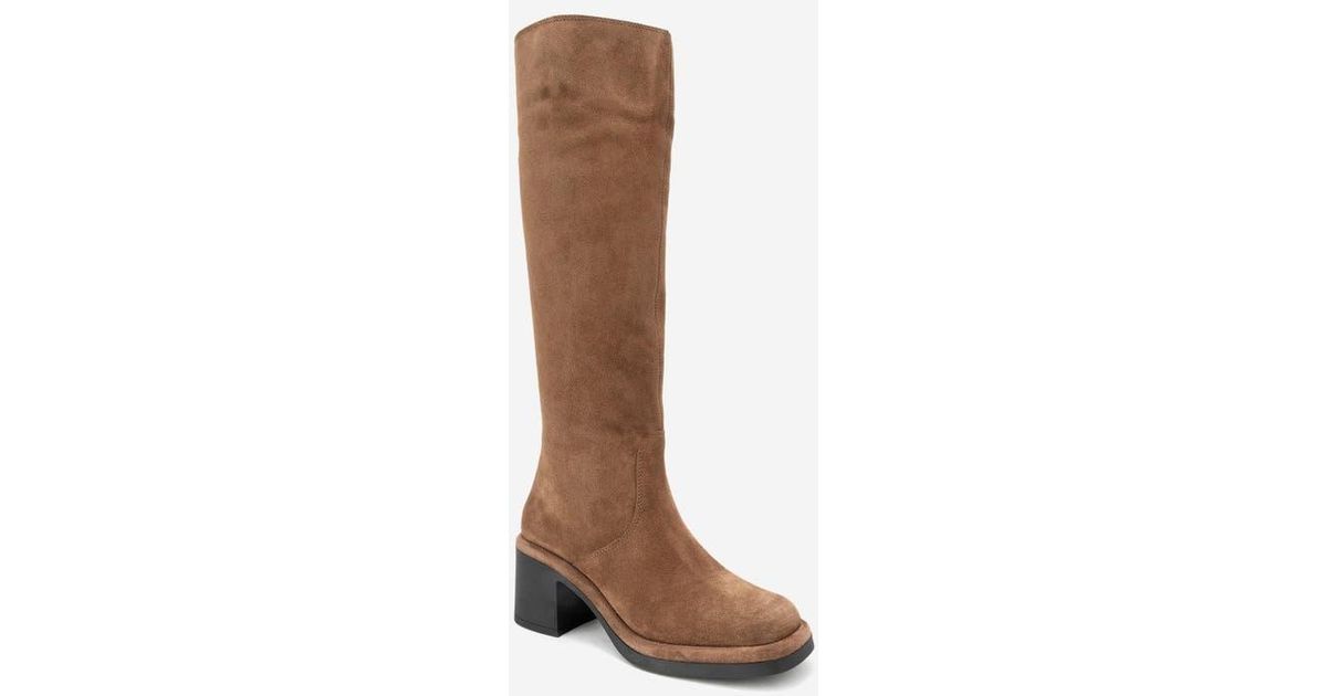 Forever & Always Shoes Fros Leather Knee High Boot in Brown | Lyst