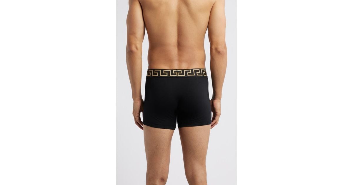 Versace 2-Pack Greca Border Stretch Cotton Boxer Briefs in Black for ...