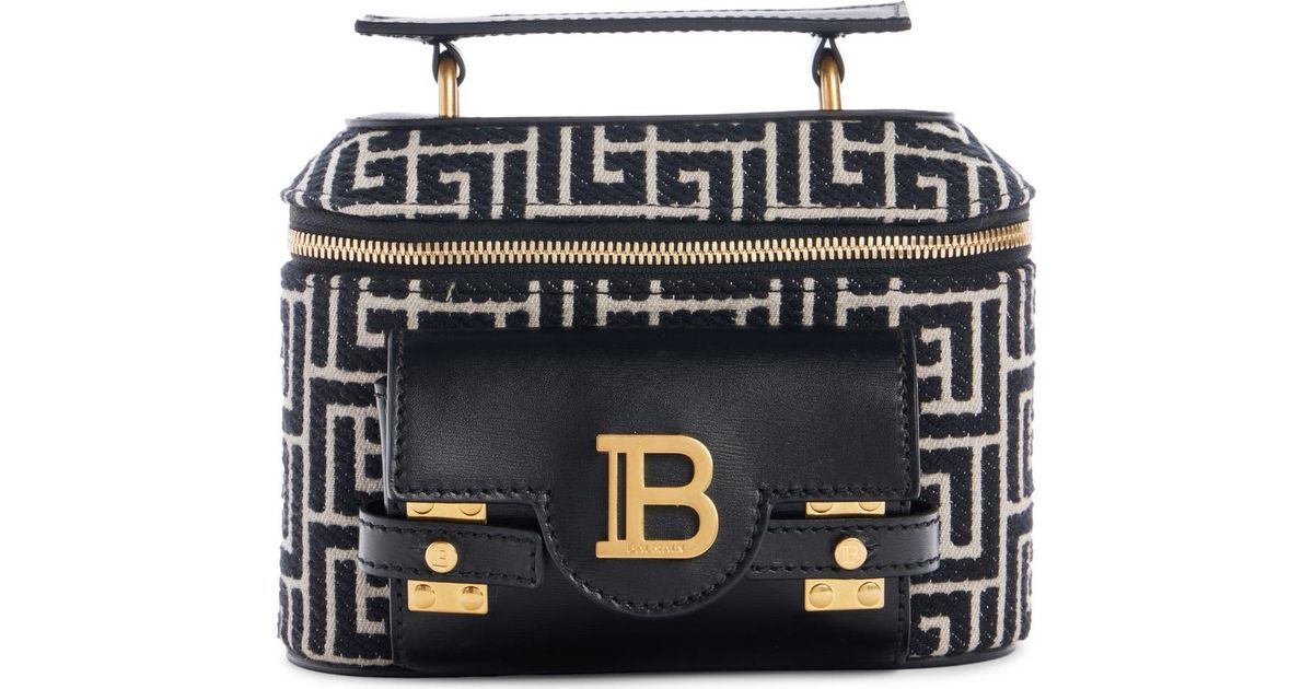 Balmain B-Buzz Monogram Canvas & Leather Vanity Crossbody Bag in Blue ...