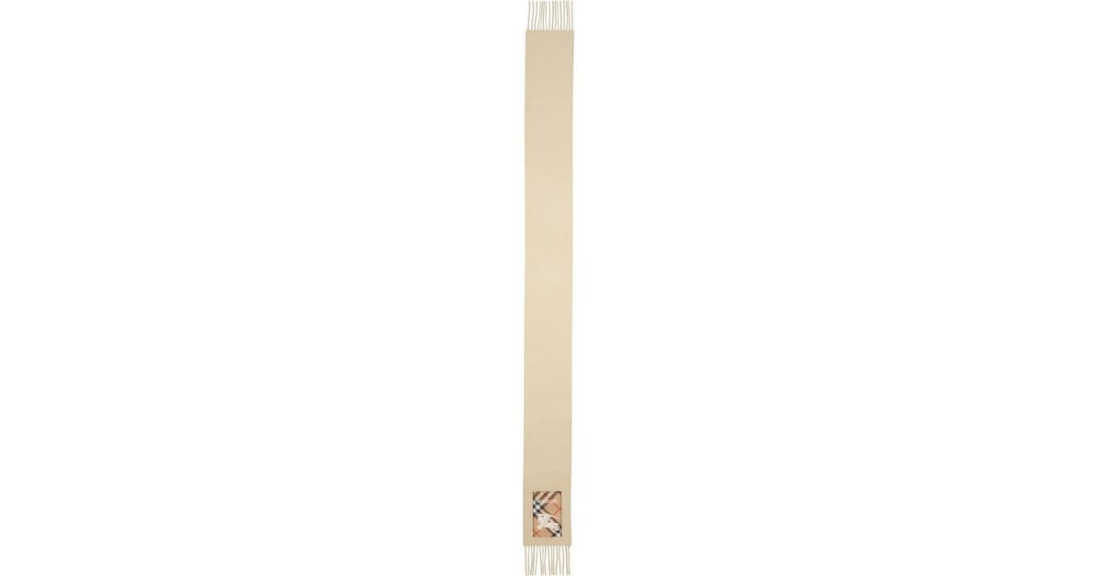 Burberry Equestrian Knight Detail Cashmere Fringe Scarf in White | Lyst