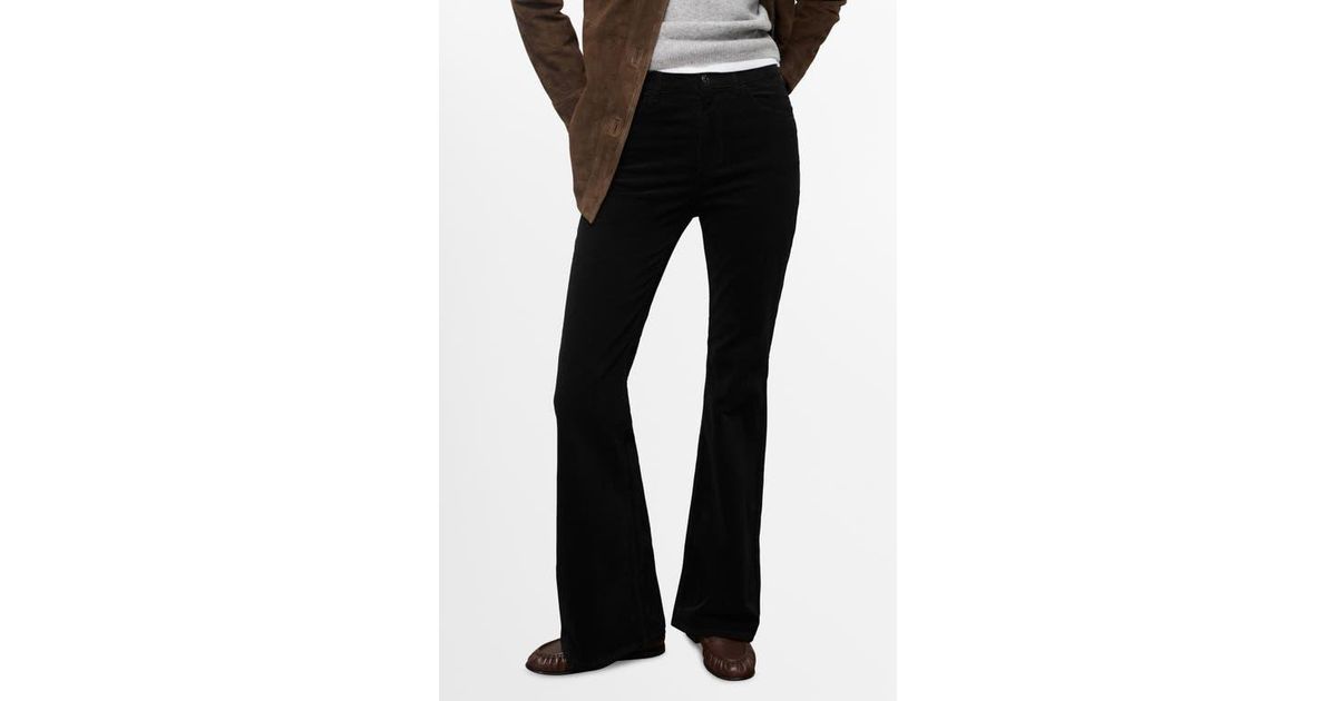 Mango Flare Velvet Jeans in Black | Lyst