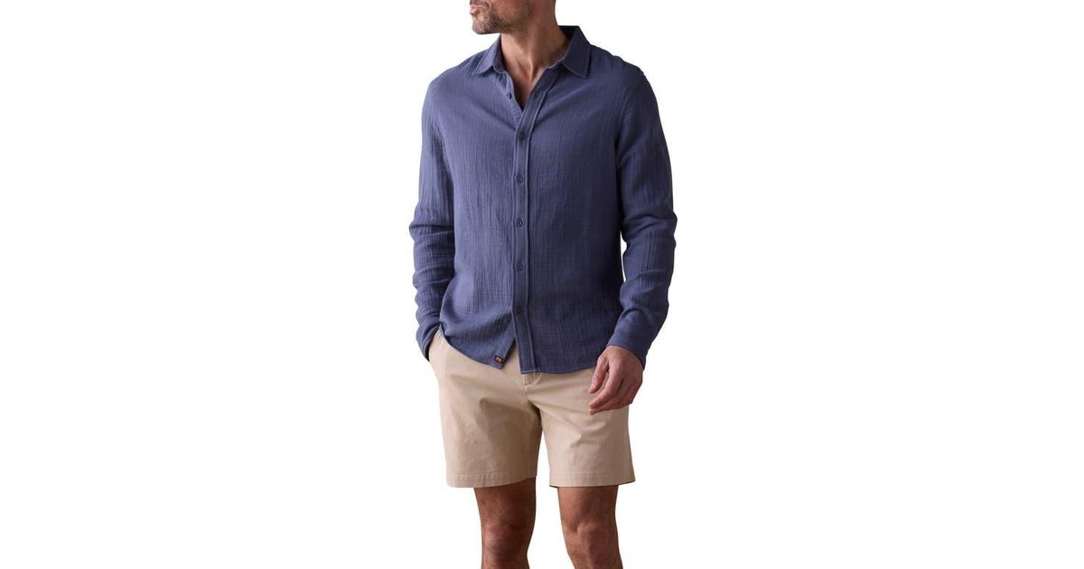 The Normal Brand Kalo Cotton Gauze Button-Up Shirt in Blue for Men | Lyst