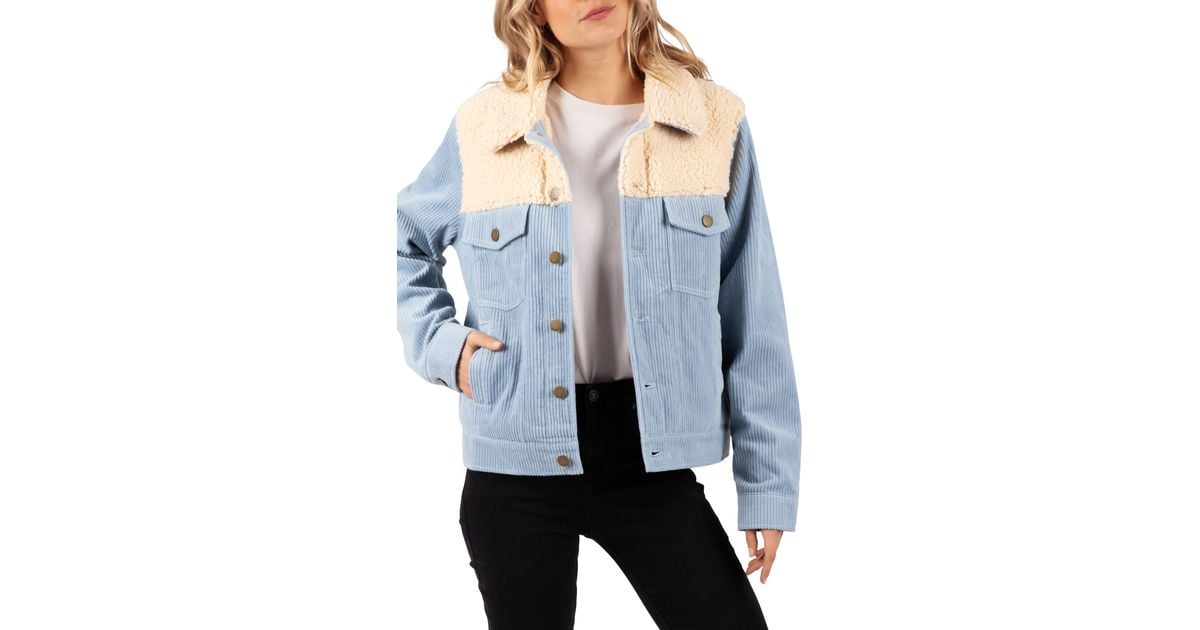 Rip Curl Teddy Fleece Panel Corduroy Jacket in Ice Blue (Blue) - Lyst
