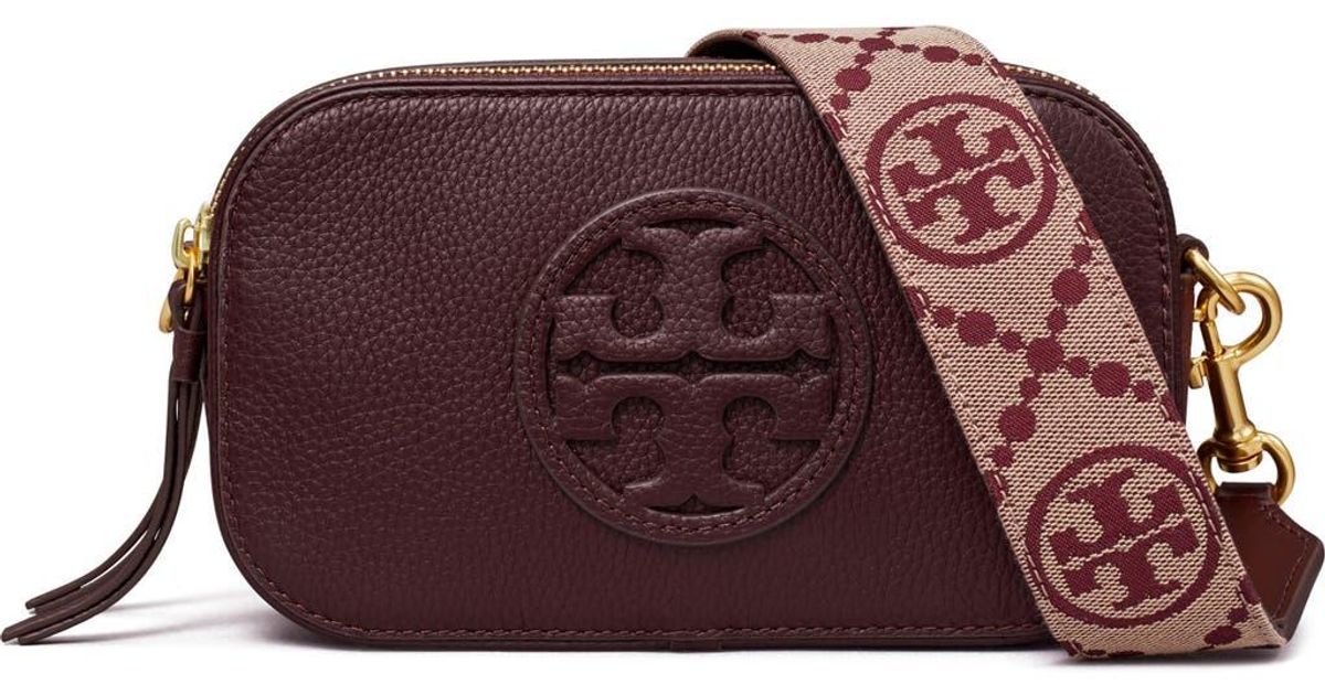 Tory Burch Mini Miller Leather Crossbody Bag in Red | Lyst
