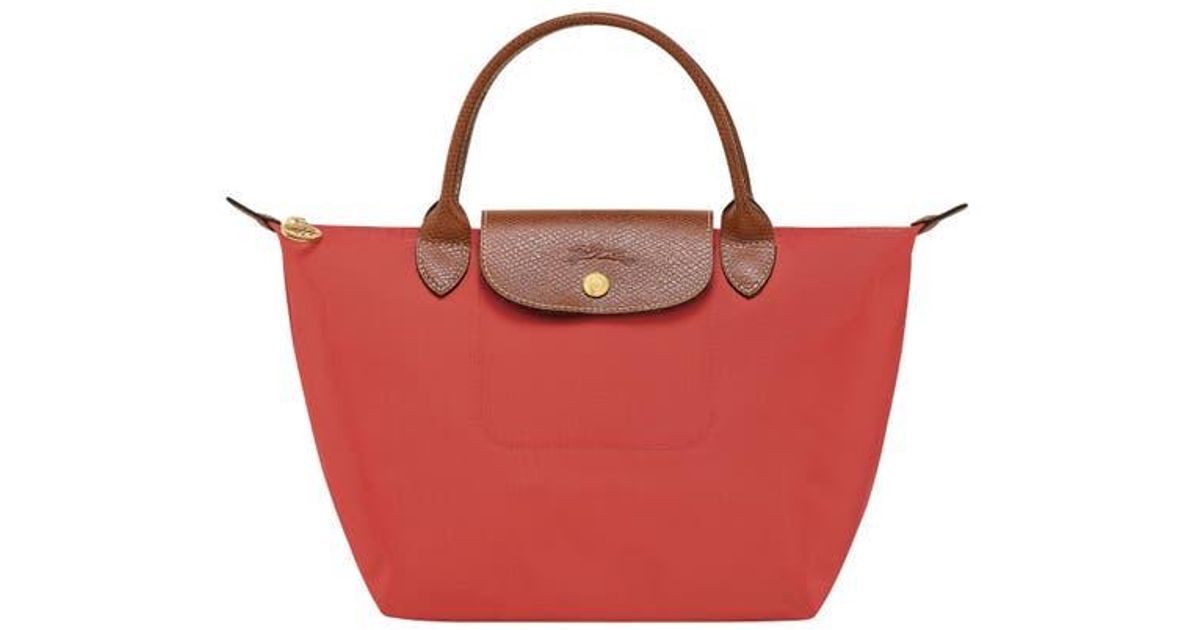 Longchamp Small Le Pliage Top Handle Bag in Red | Lyst
