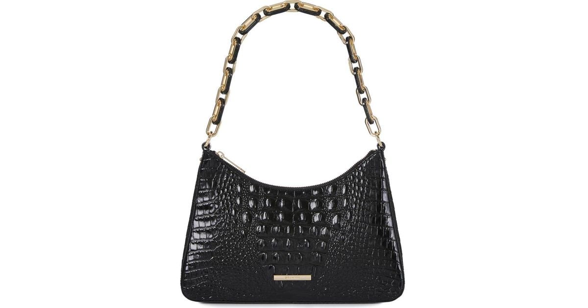Brahmin Mod Esme Croc Embossed Shoulder Bag in Black | Lyst