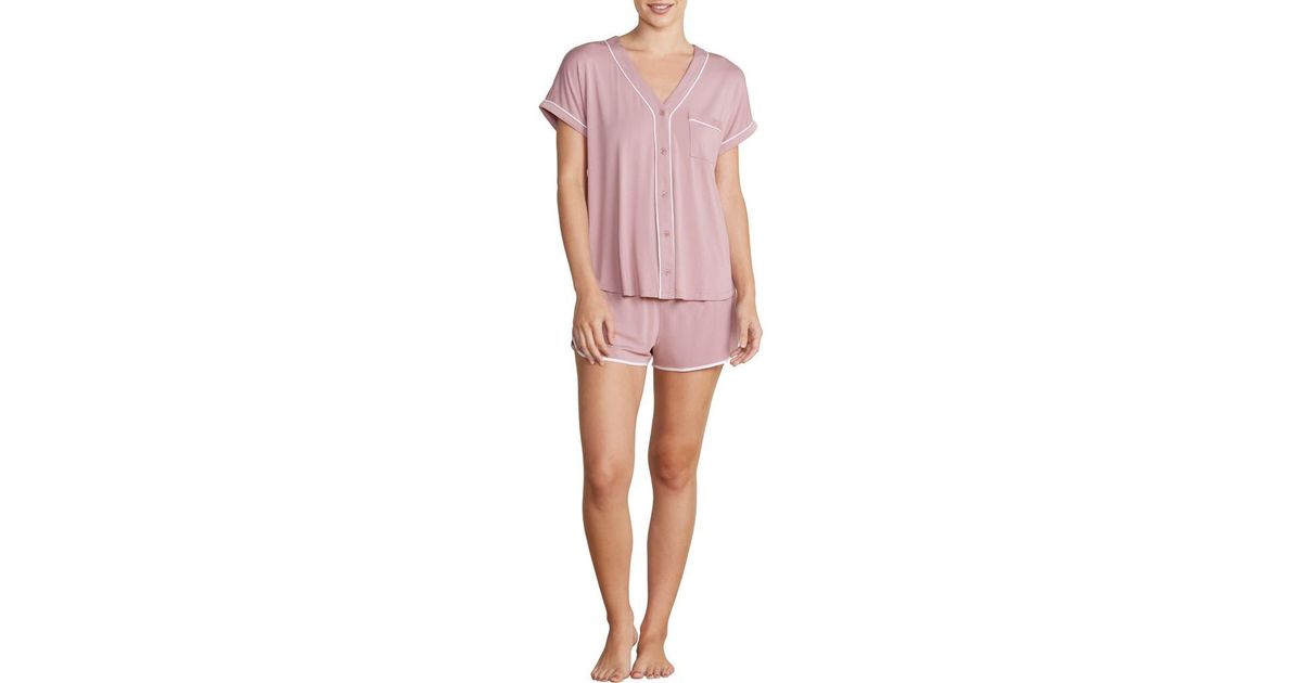 Barefoot Dreams Malibu Collection Soft Jersey Piped Pajamas in Pink | Lyst